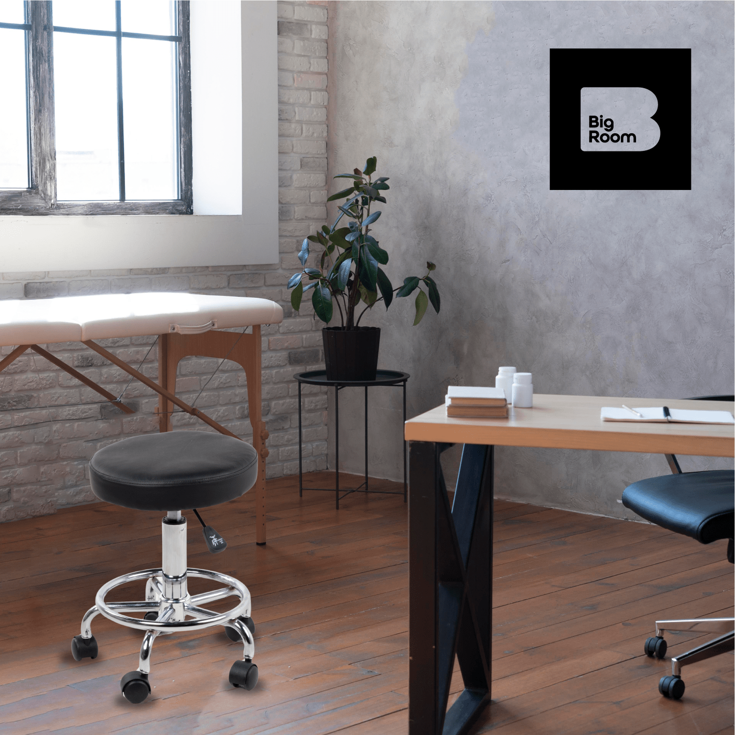 Banco Taburete Giratorio Neumatico Con Ruedas Reposapies Spa – Somos Reyes