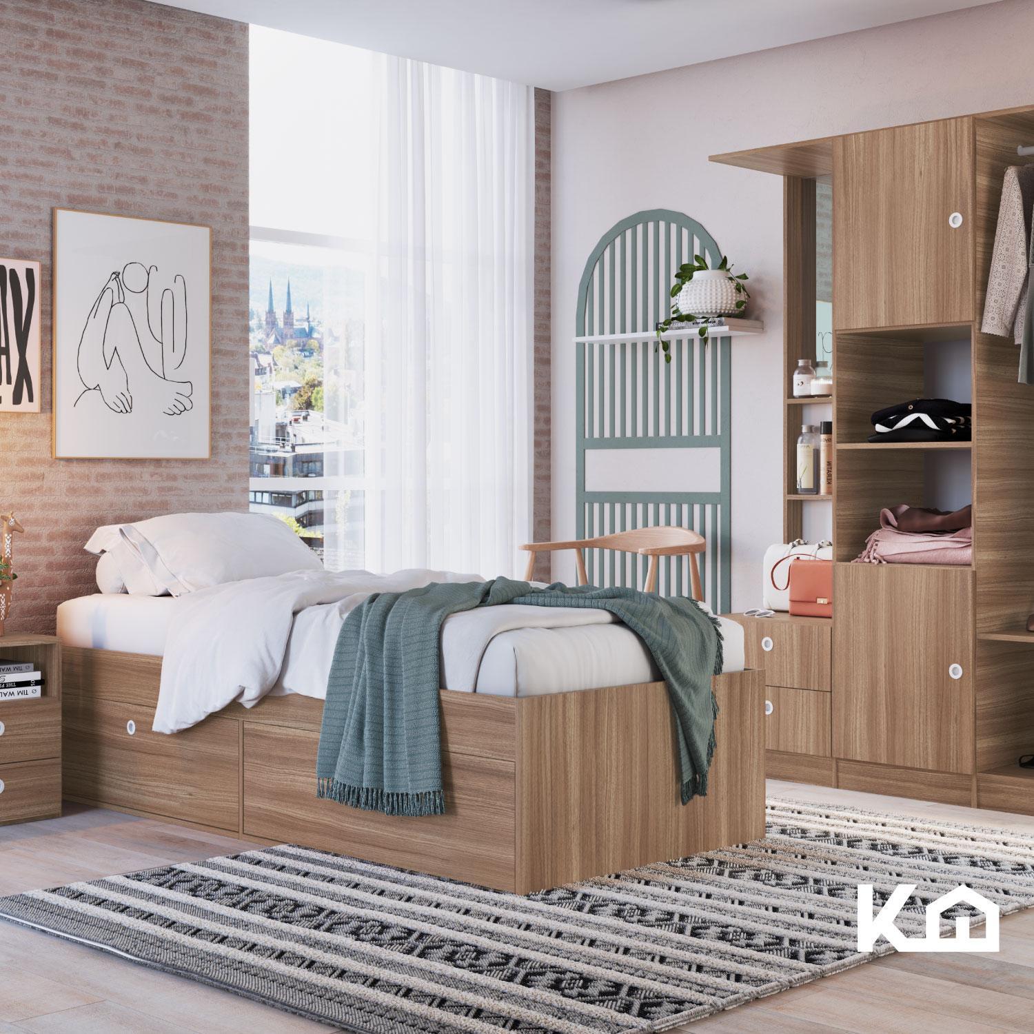 Base Cama Individual Con Cajones KingsHouse Recamara - Somos Reyes