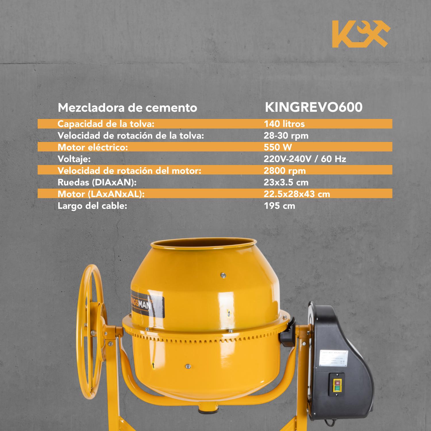 Revolvedora Eléctrica De Concreto Cemento 140L 1HP 1/2 Saco - Somos Reyes